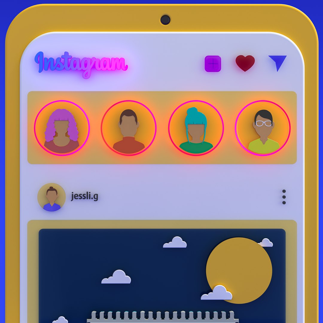 Instagram phone ui interface 3D model - TurboSquid 1774659