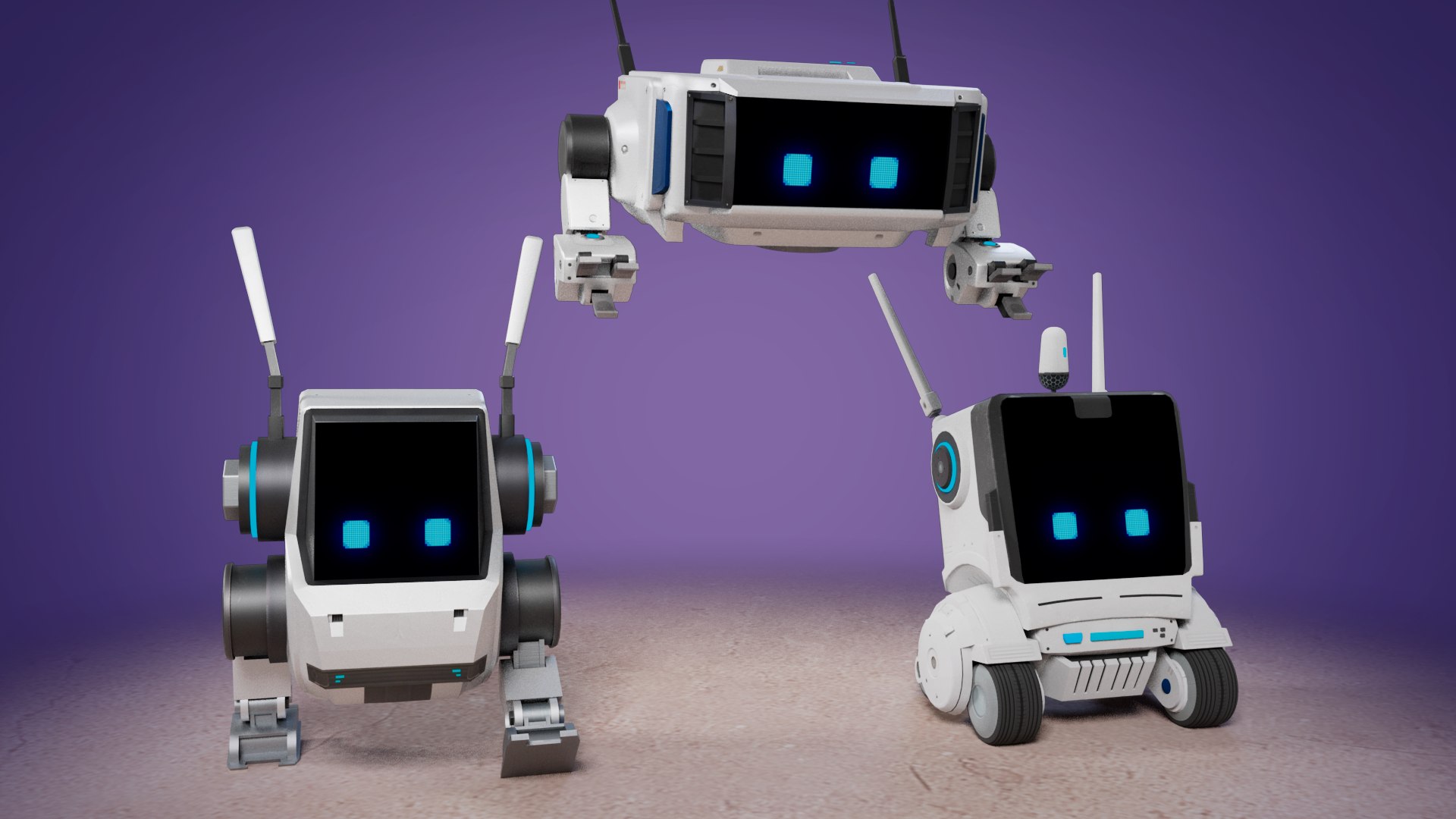 3D Model Cute White Robots - TurboSquid 2233716