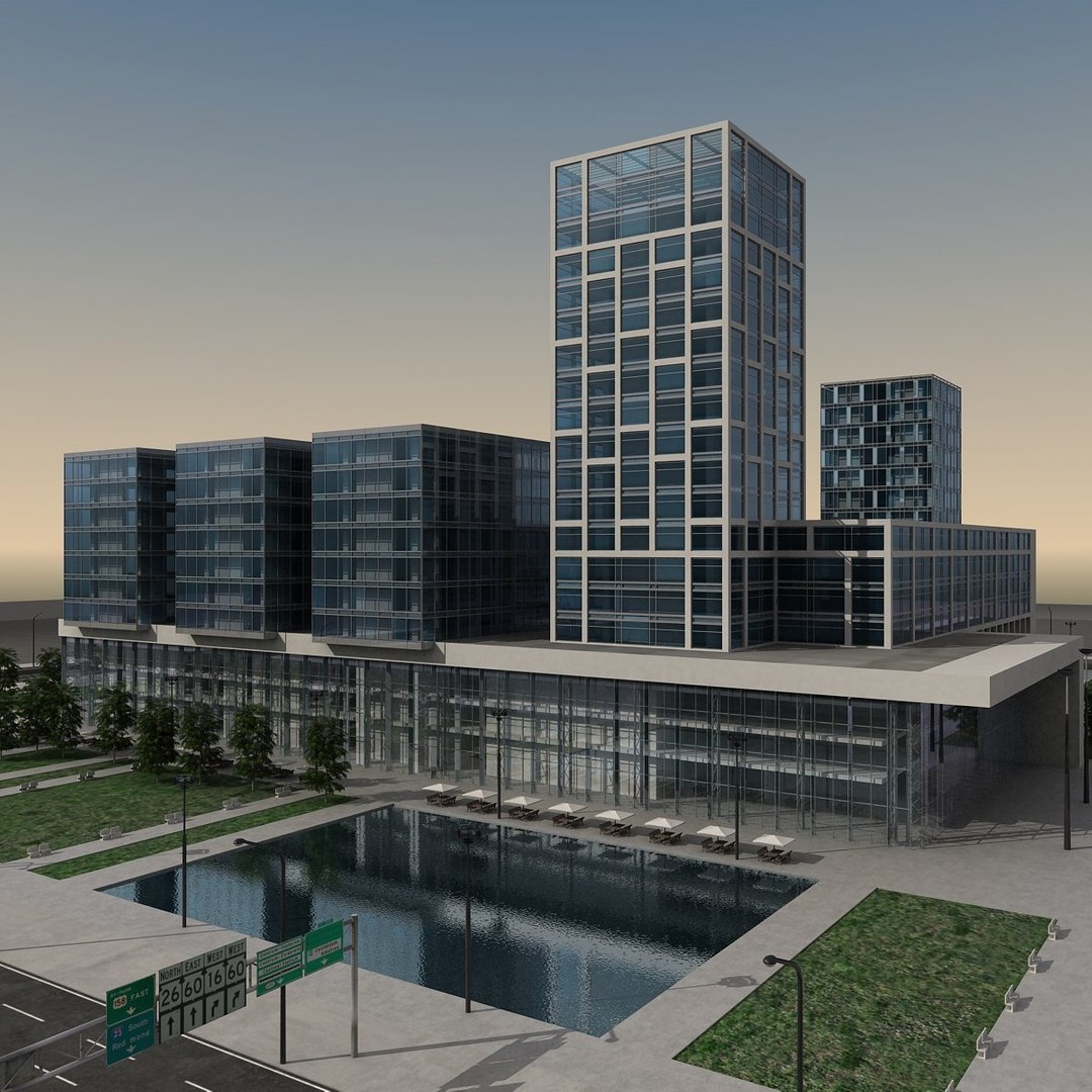 3d modern city buildings model