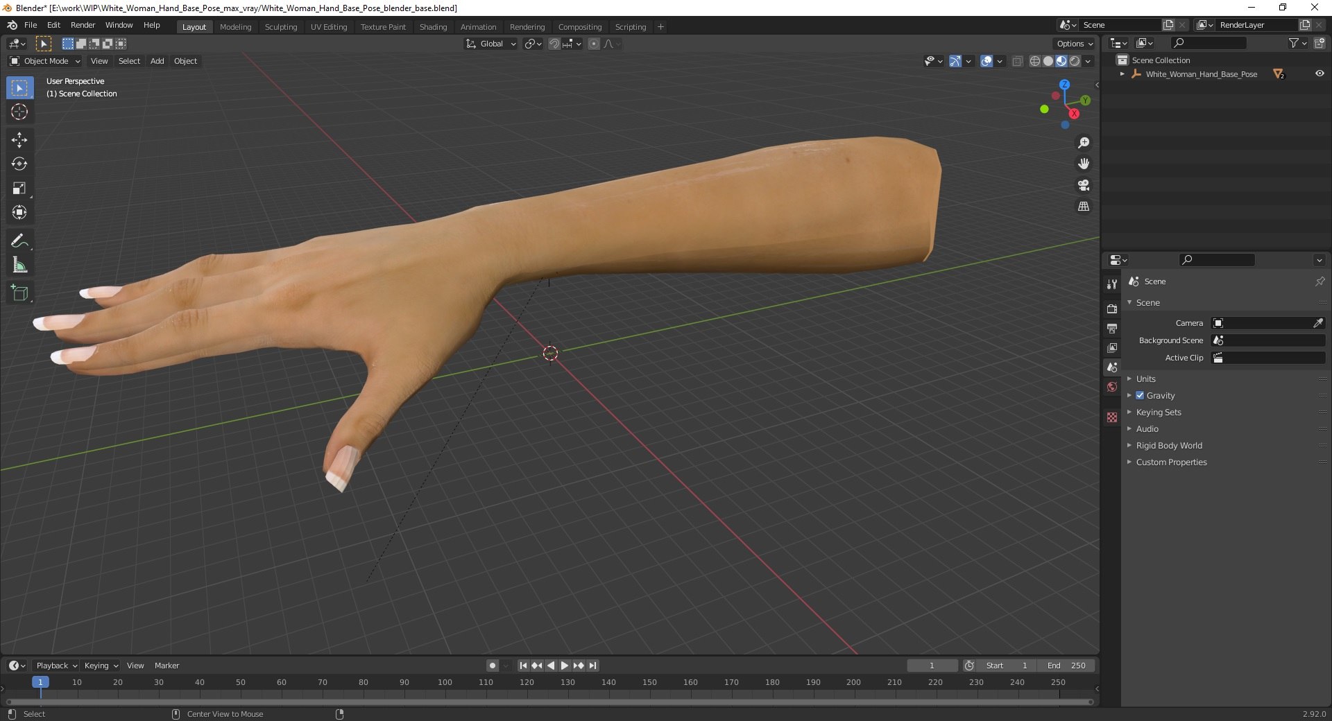 3D White Woman Hand Base Pose - TurboSquid 2185739