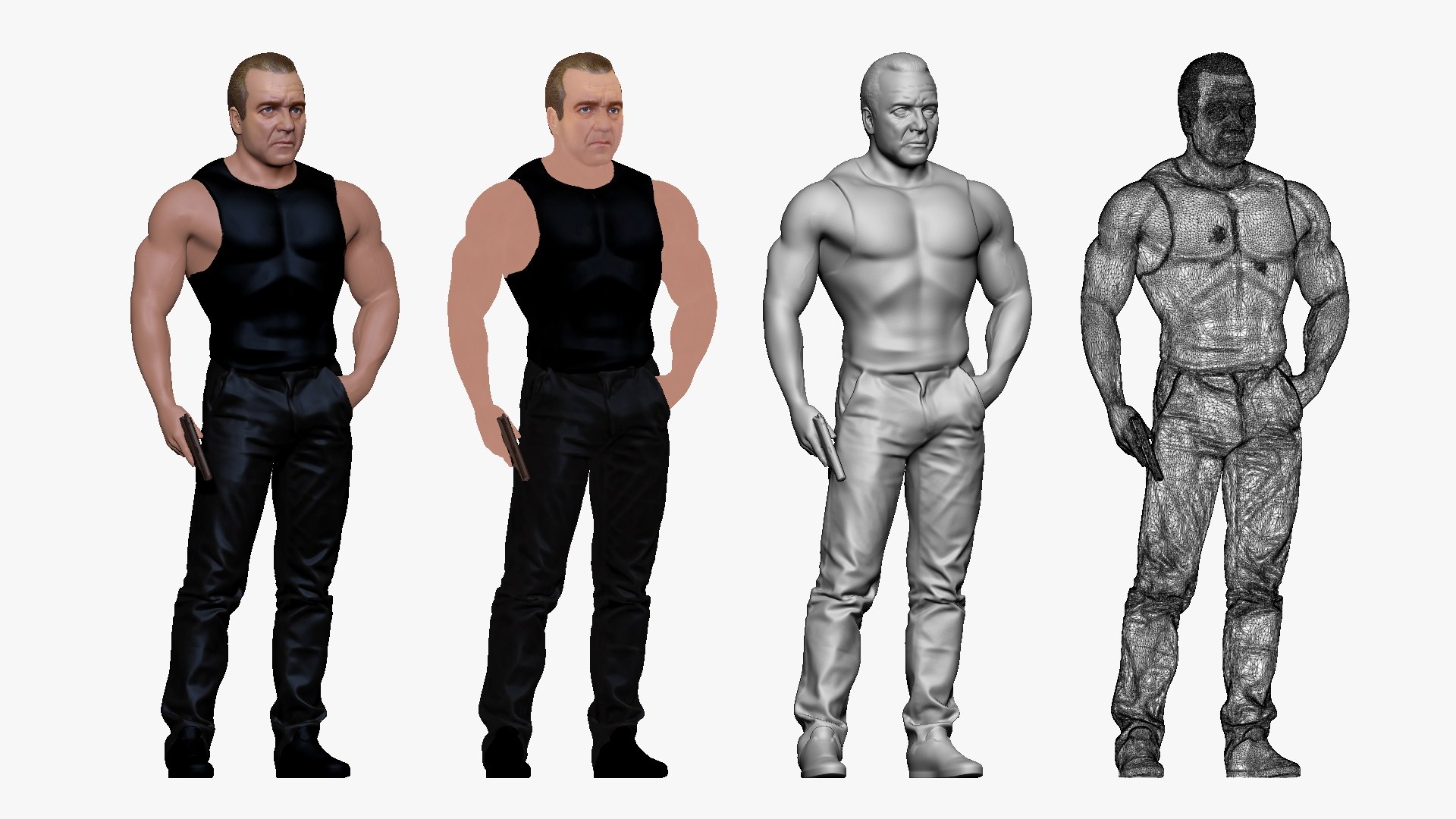 001196 tough guy with the gun model - TurboSquid 1736212