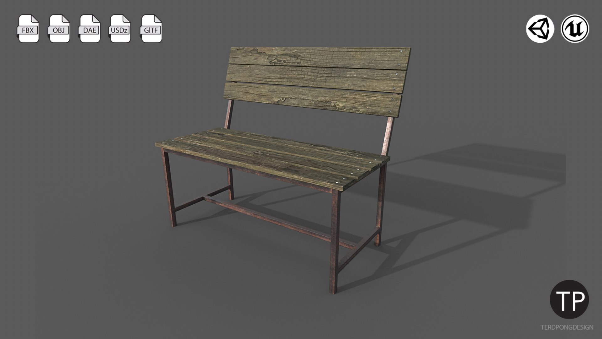 3D old bench Low-poly 3D model - TurboSquid 1727375