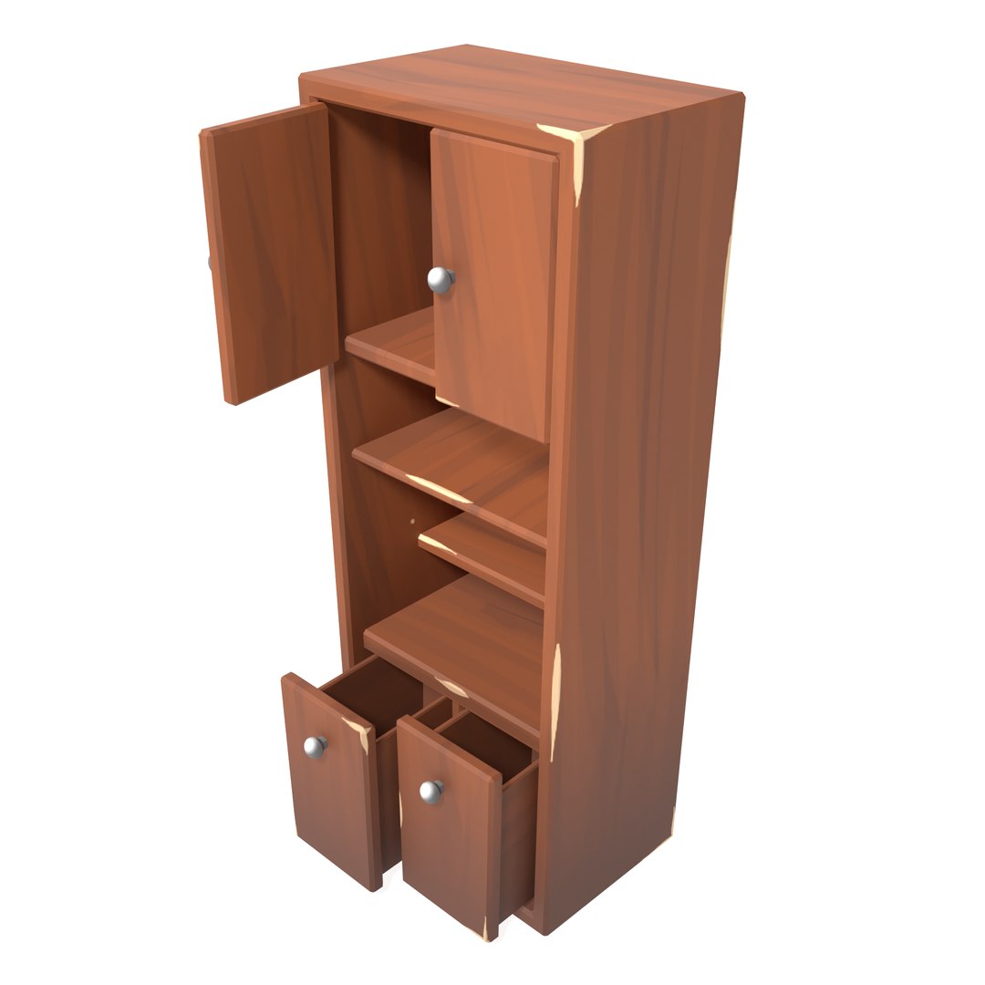 3D Model Lowpoly Stylized Wooden Kitchen Cabinet - TurboSquid 2180498