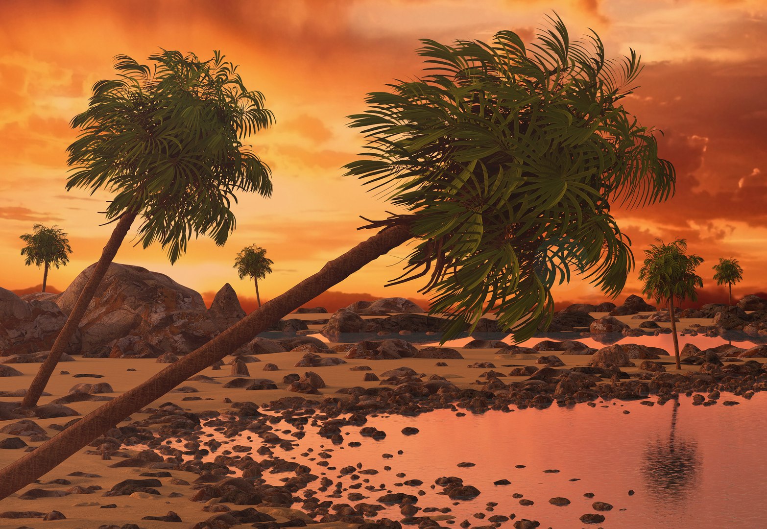 3D Beach Sunset Model - TurboSquid 1539410