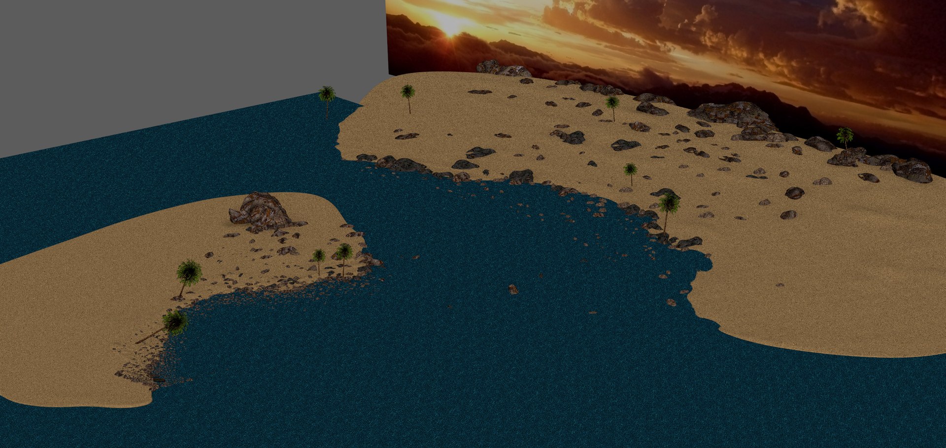 3D Beach Sunset Model - TurboSquid 1539410
