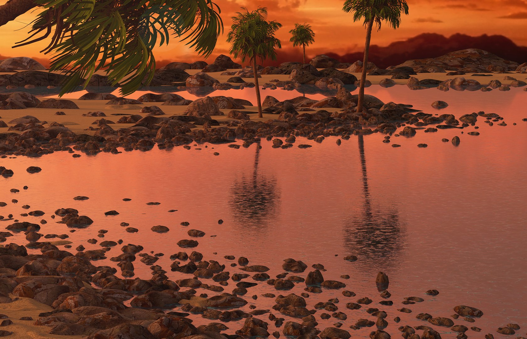 3D Beach Sunset Model - TurboSquid 1539410