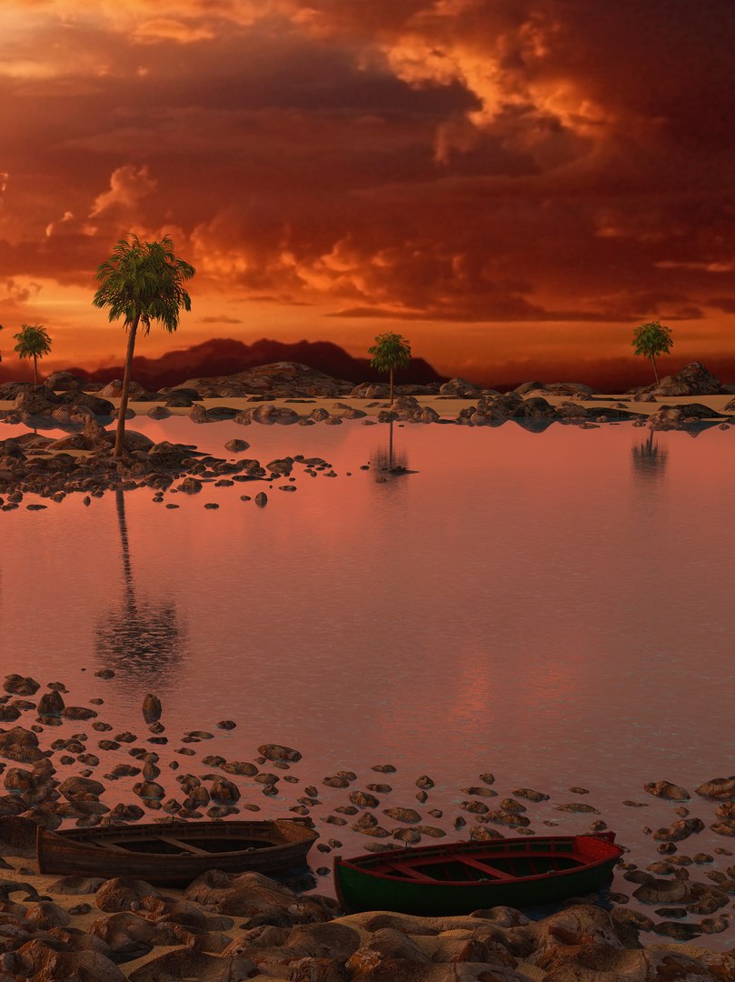 3D Beach Sunset Model - TurboSquid 1539410