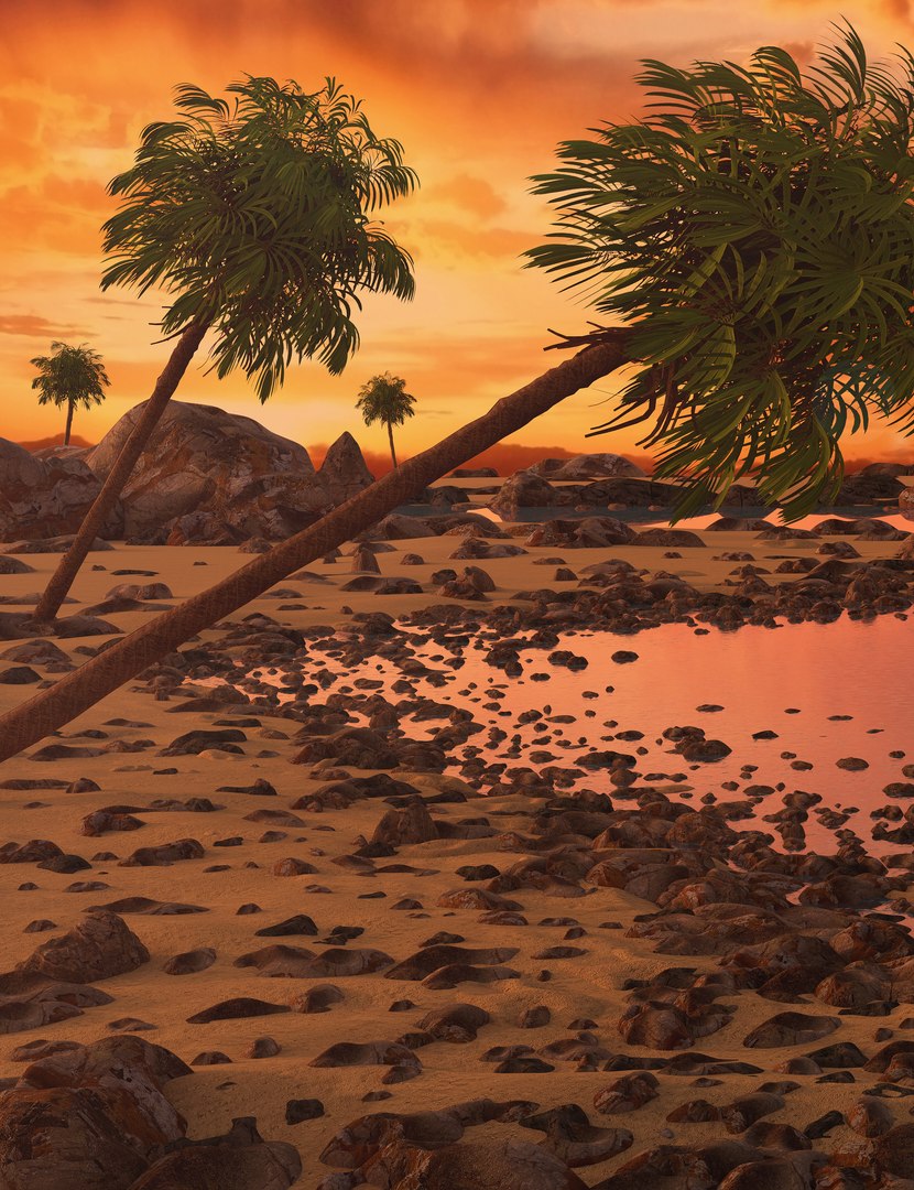 3D Beach Sunset Model - TurboSquid 1539410