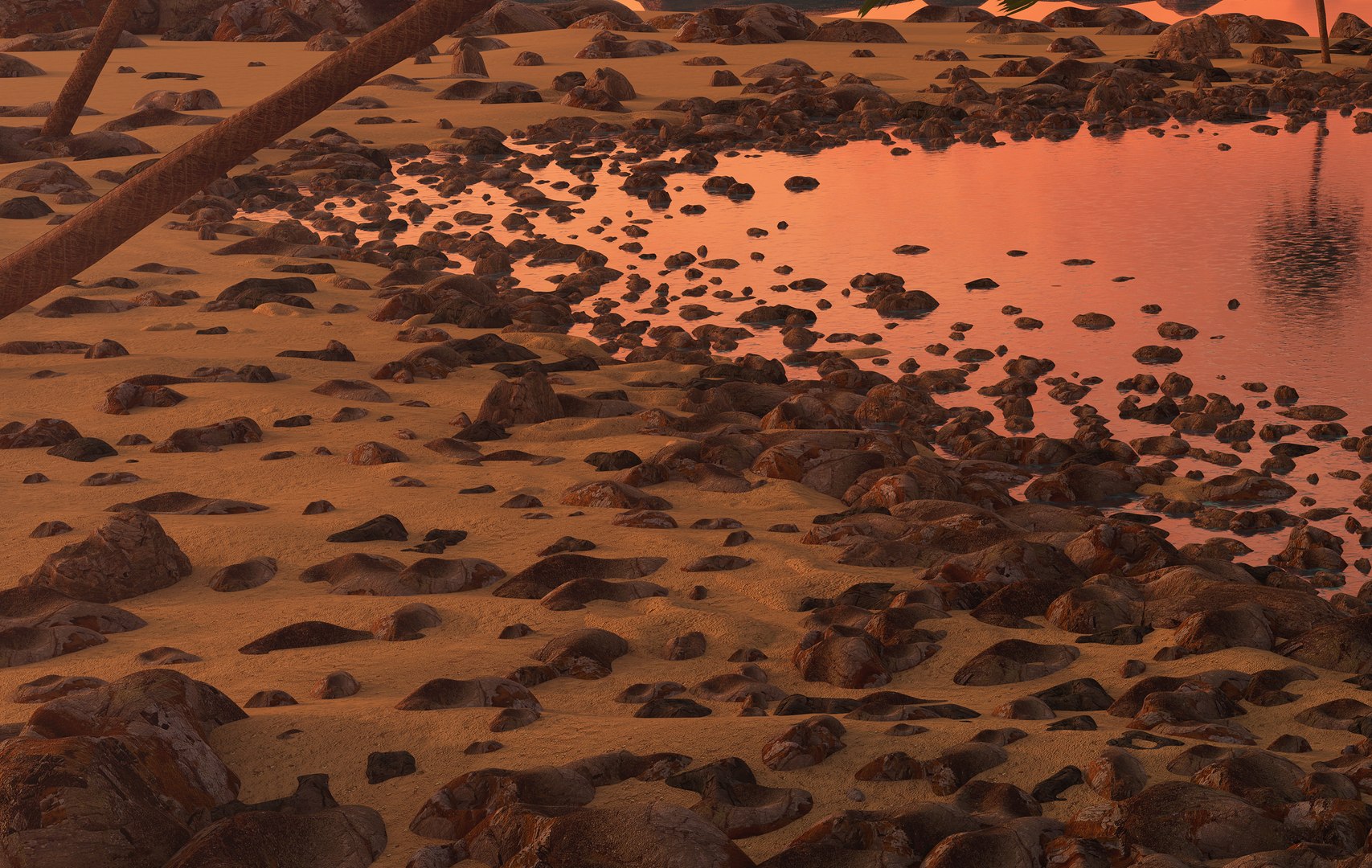 3D Beach Sunset Model - TurboSquid 1539410