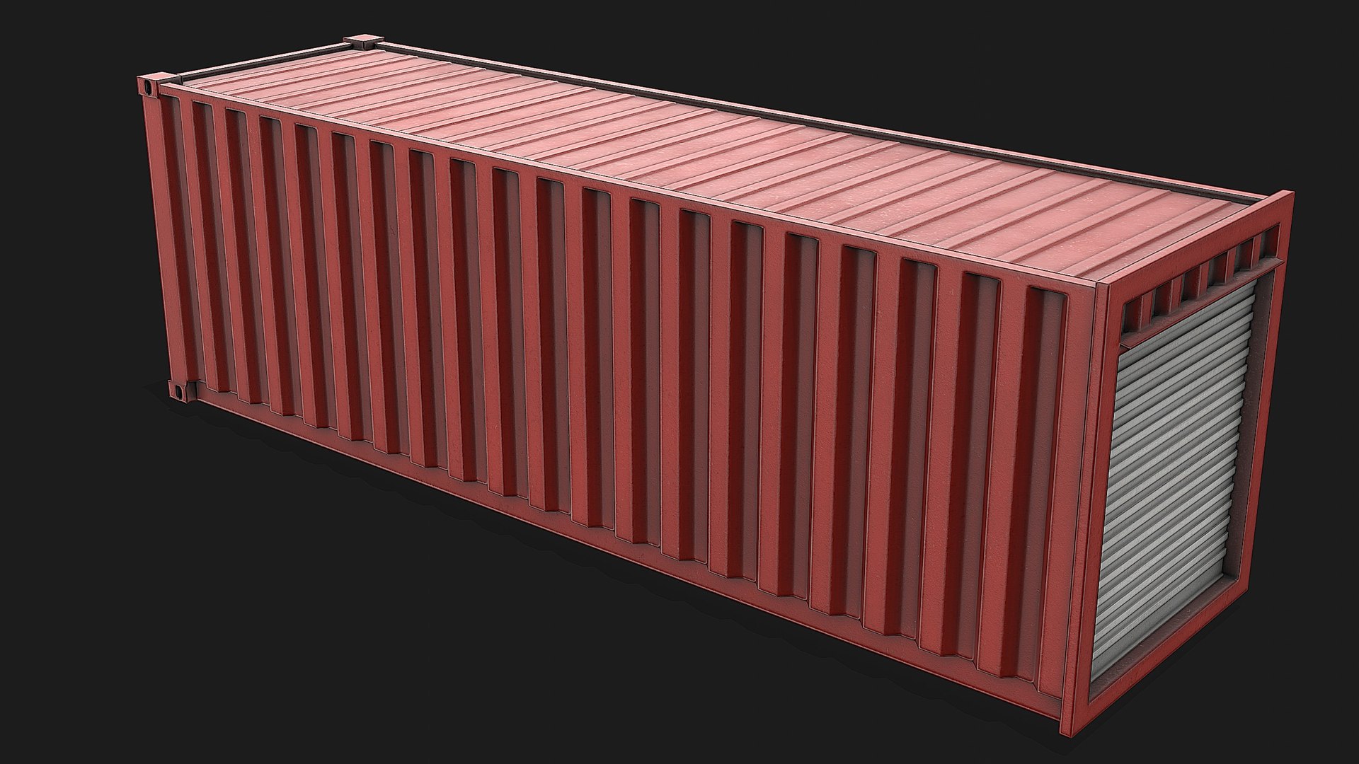30ft Container With Roll-Up Door - Red 3D Model - TurboSquid 2151410