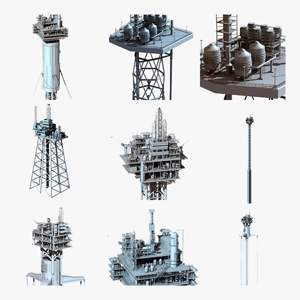 spar oil platform 3d model