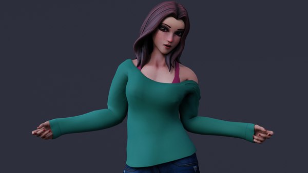 Angela Cartoon Girl Outfit 3 3D model - TurboSquid 1899322