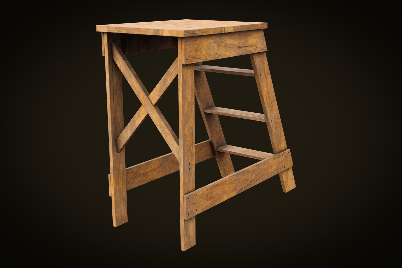 3D Wooden Stepladder PBR Low-poly 3D Model Model - TurboSquid 2259201
