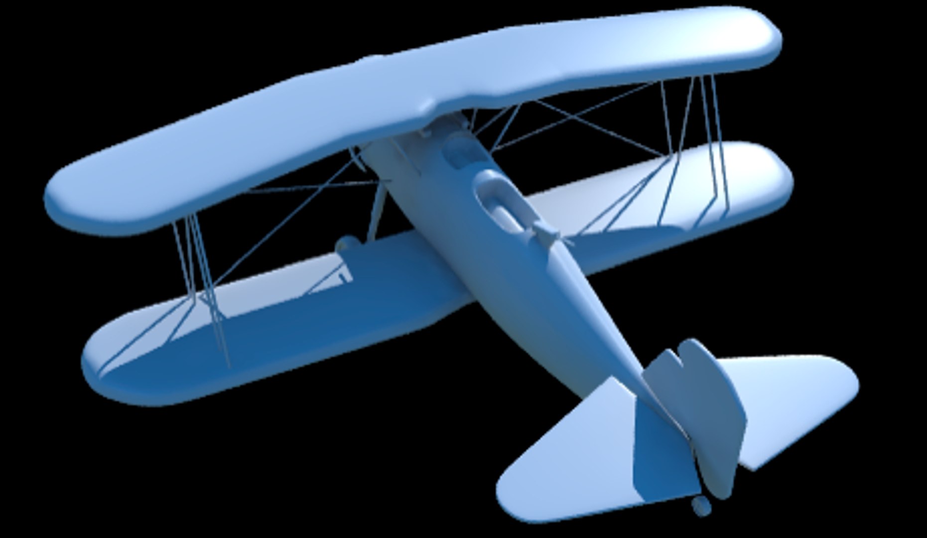 3d Curtis F8c-4 Biplane Model