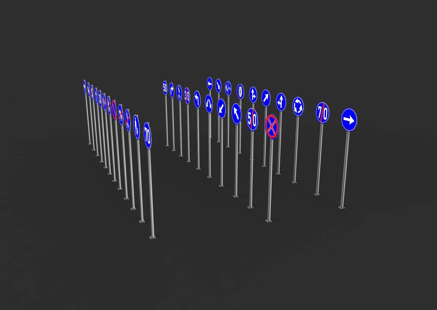 Traffic Signs Blue 32 Pieces 3D - TurboSquid 1733318