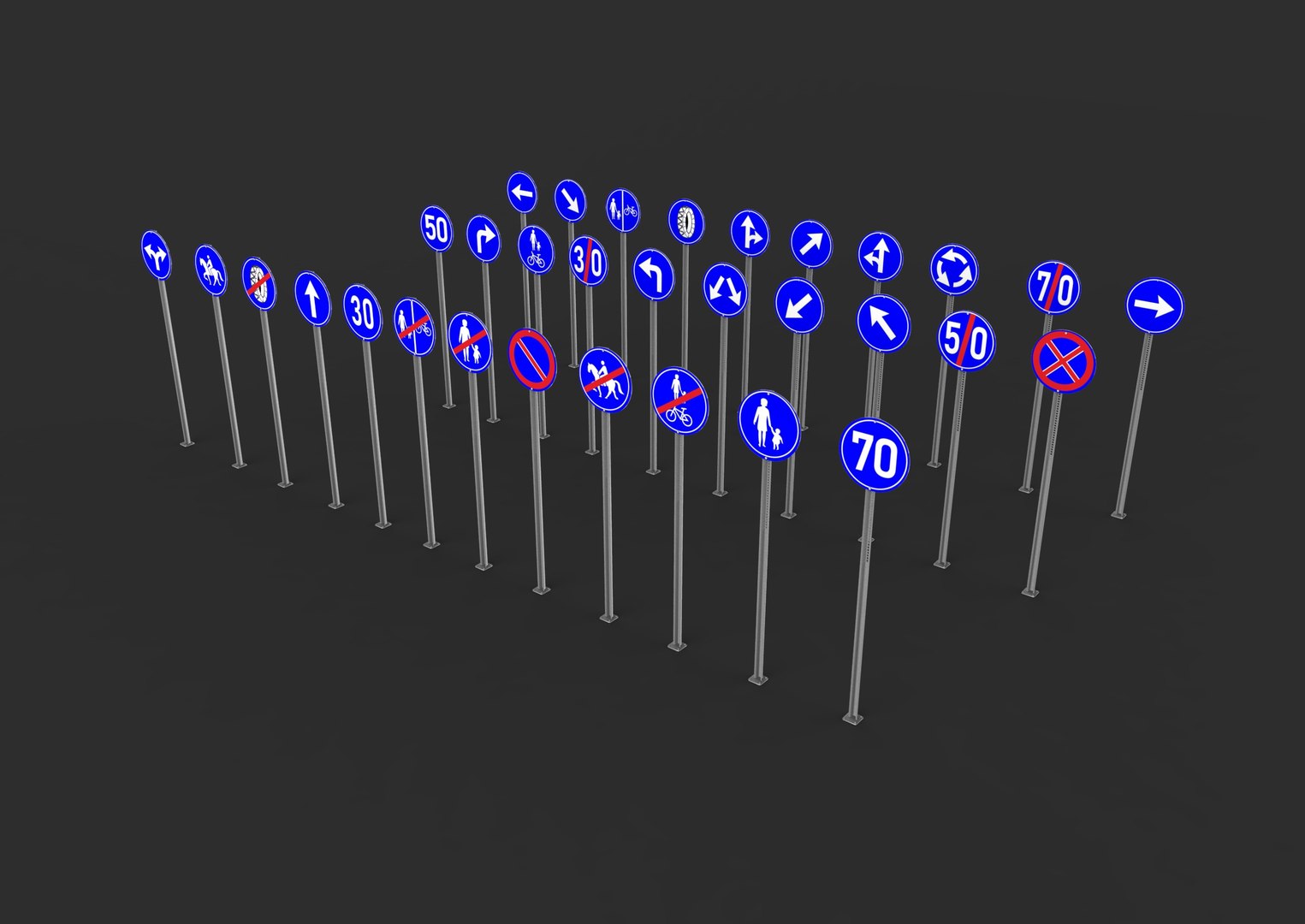 Traffic Signs Blue 32 Pieces 3D - TurboSquid 1733318