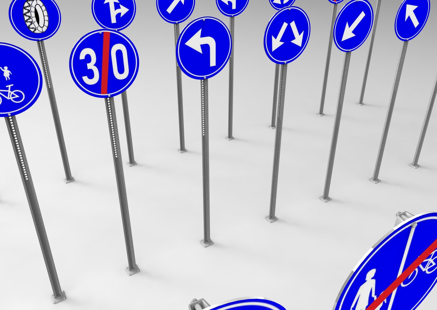 Traffic Signs Blue 32 Pieces 3D - TurboSquid 1733318