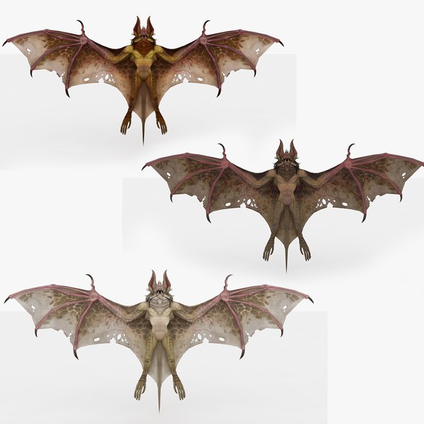 3d model of rigged vampire bat fly animation
