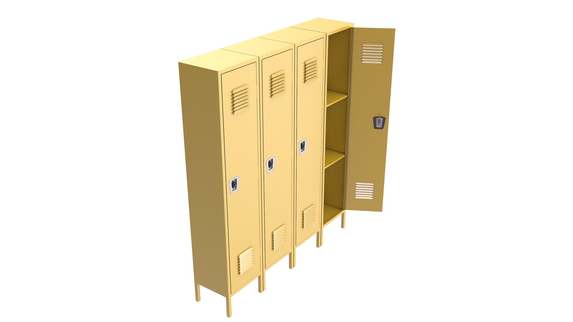 3D School Lockers - Yellow Model - TurboSquid 1924533