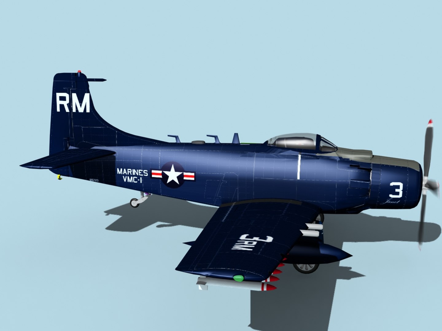 3D Model Skyraider Douglas A-1 - TurboSquid 1488648