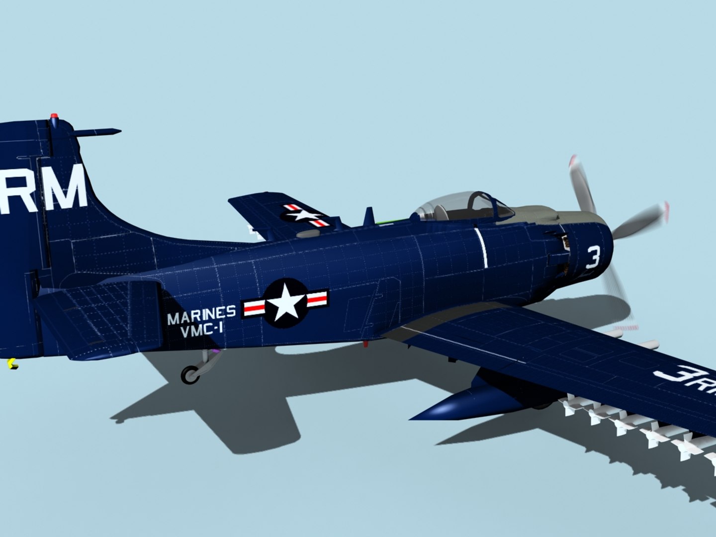 3D Model Skyraider Douglas A-1 - TurboSquid 1488648
