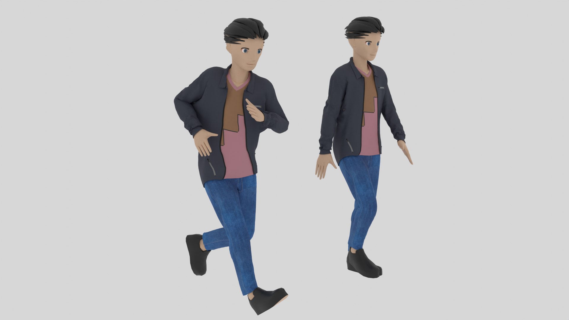 Cartoon Character Walking And Running Animation 3D Model - TurboSquid ...