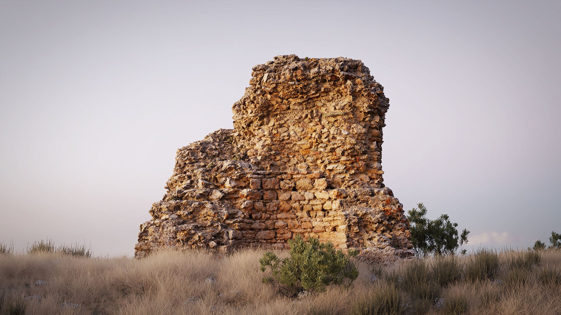 3D Castle Wall Ruin PBR Scan 01 - TurboSquid 2001801