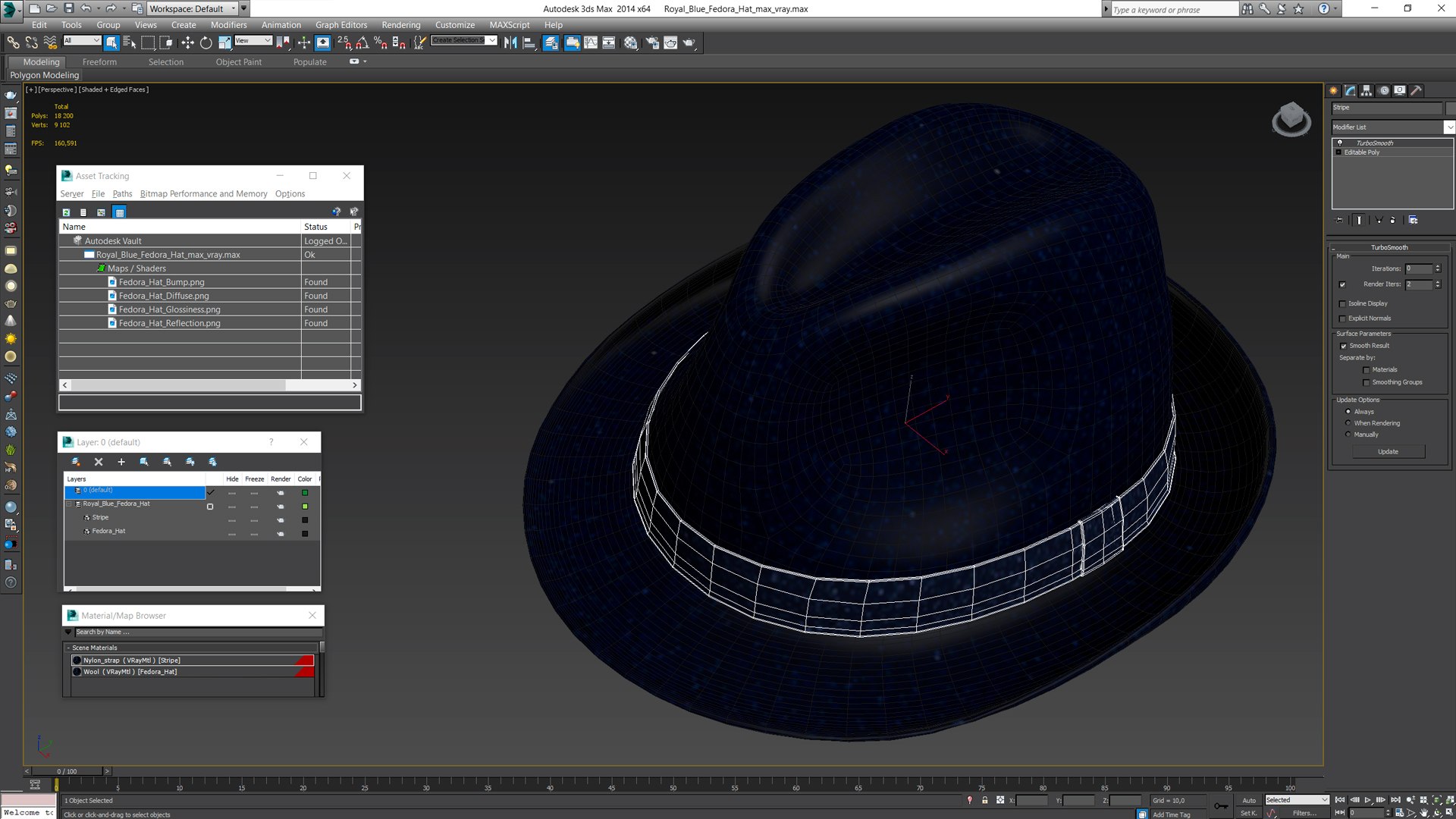 Royal Blue Fedora Hat 3D Model - TurboSquid 2131261