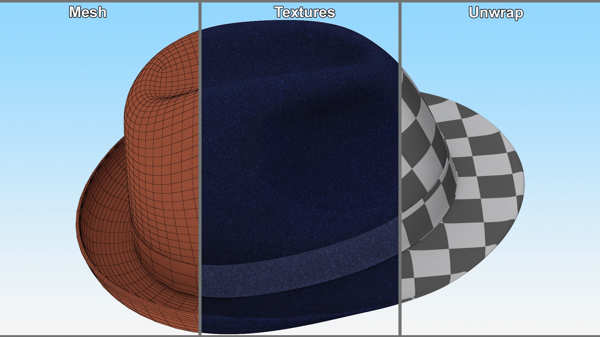 Royal Blue Fedora Hat 3D Model - TurboSquid 2131261