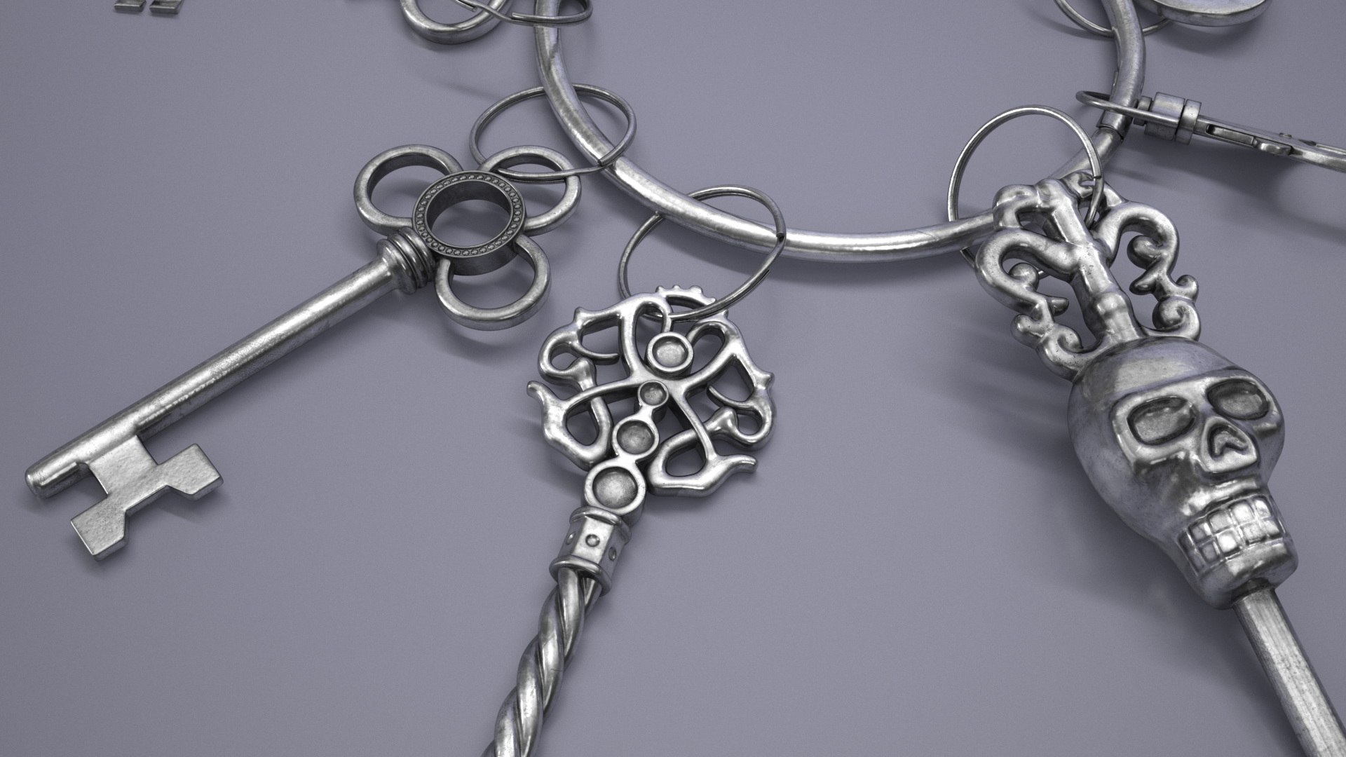 Historical Keys Ring Silver Model - TurboSquid 2246397