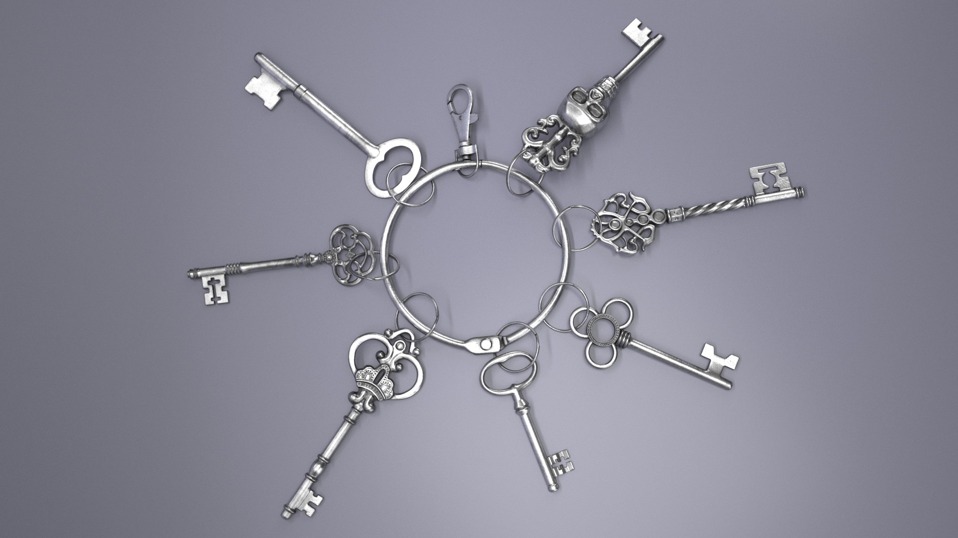 Historical Keys Ring Silver Model - TurboSquid 2246397