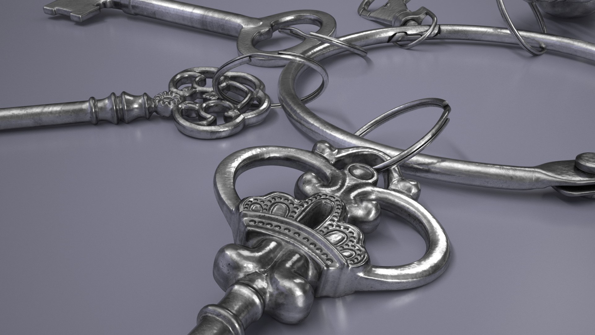 Historical Keys Ring Silver Model - TurboSquid 2246397