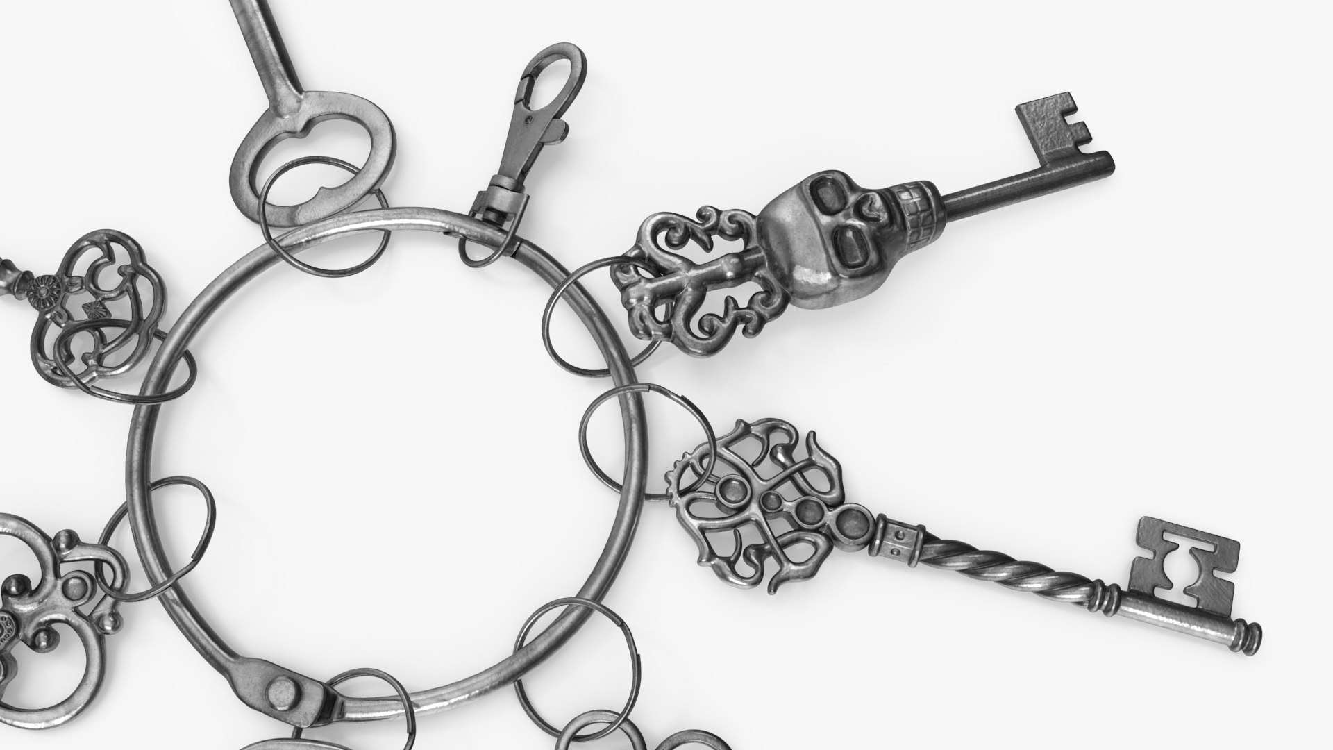 Historical Keys Ring Silver Model - TurboSquid 2246397