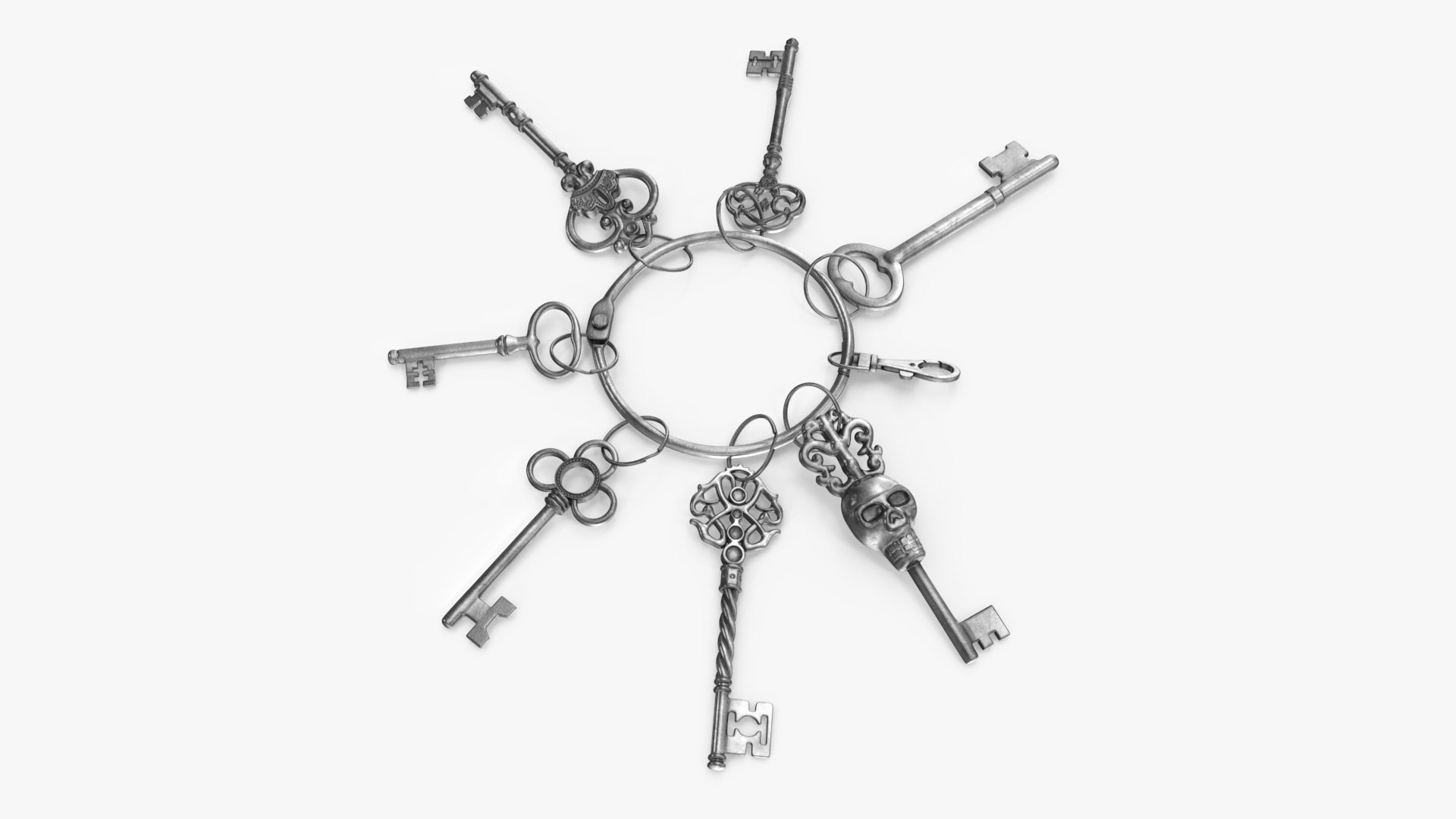 Historical Keys Ring Silver Model - TurboSquid 2246397