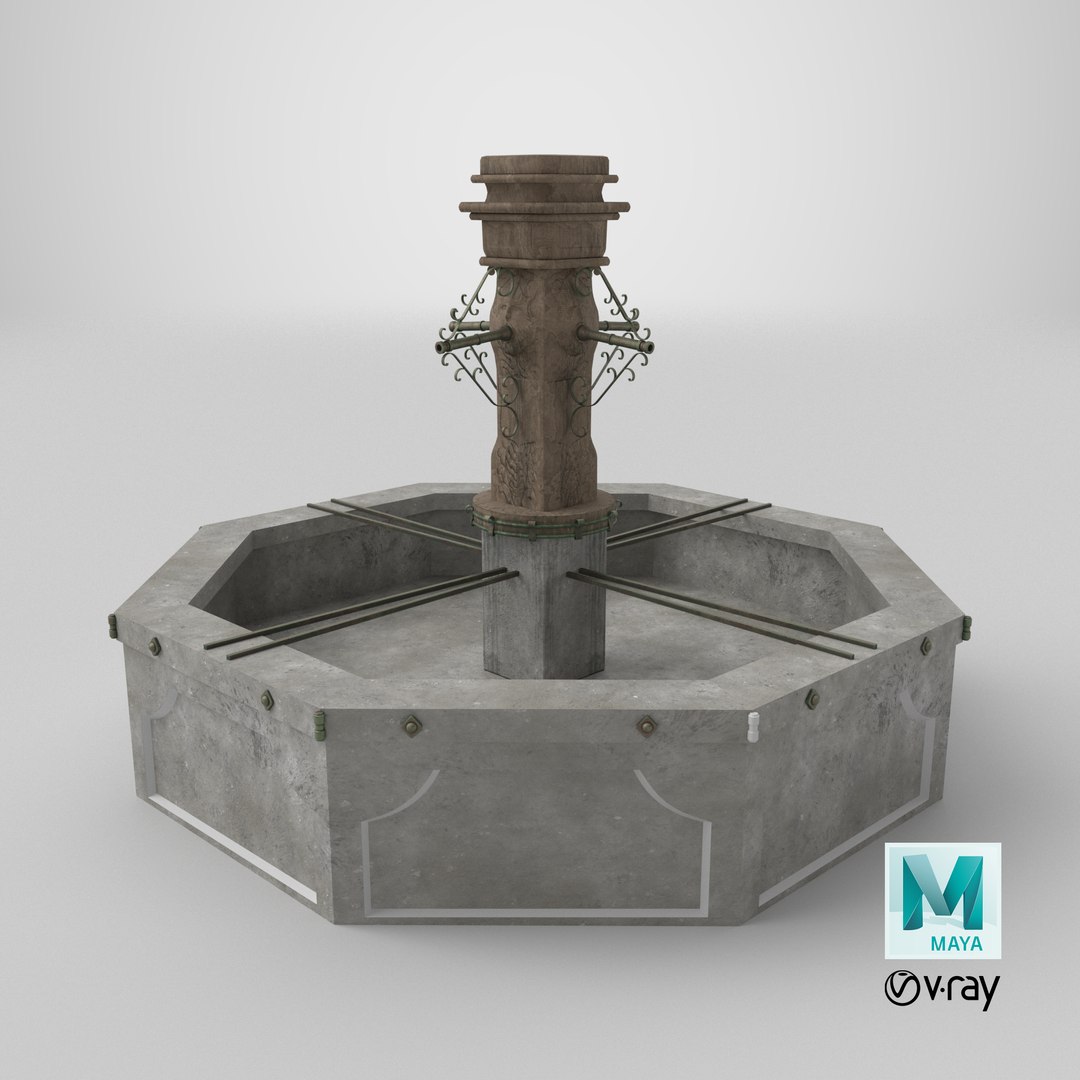 Old Fountain Low-poly PBR Model - TurboSquid 2050828