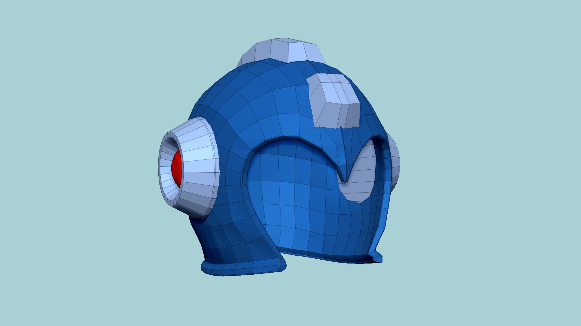 3D Megaman Helmet 02 Blue Metal - Character Design Fashion model ...