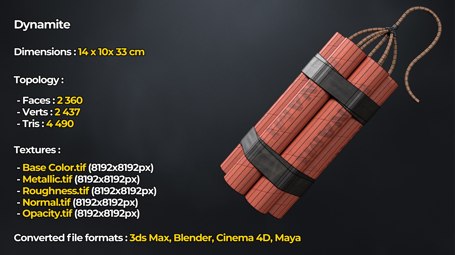 3D Dynamite Bomb Explosive - TurboSquid 1631659