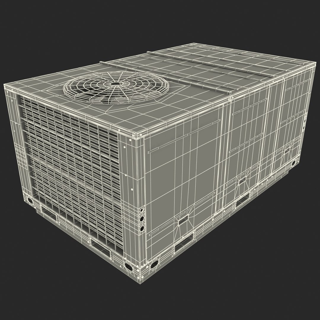 3d model rooftop heating cooling unit