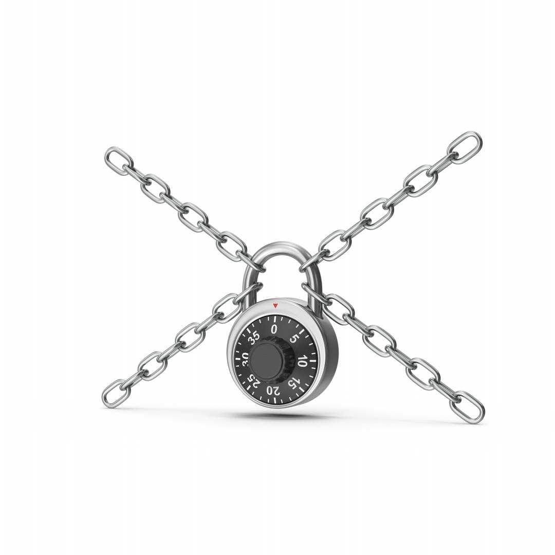 3D Chained Combination Padlock Model - TurboSquid 2265653