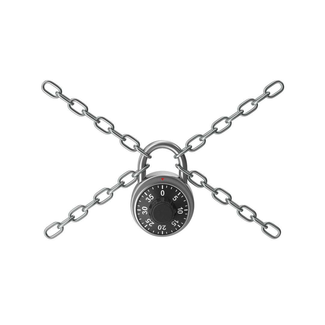 3D Chained Combination Padlock Model - TurboSquid 2265653