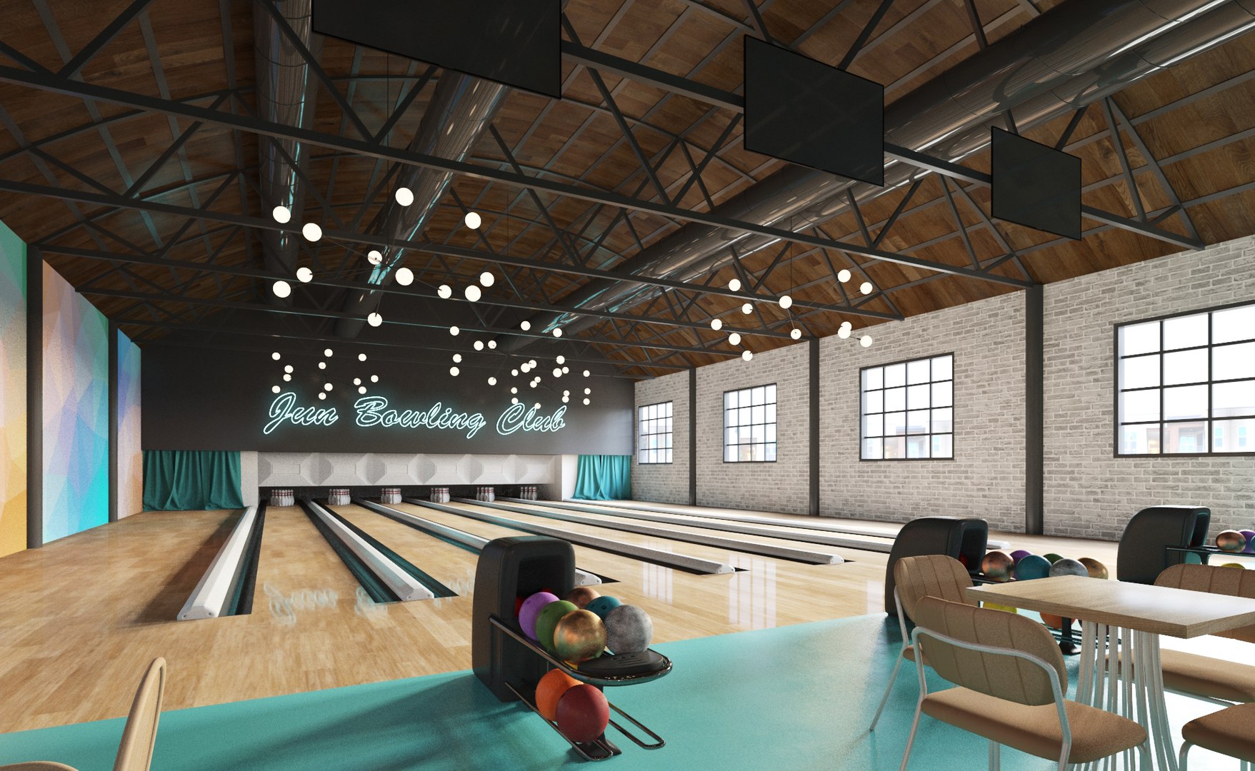 3D Bowling Alley Interior - TurboSquid 1858775