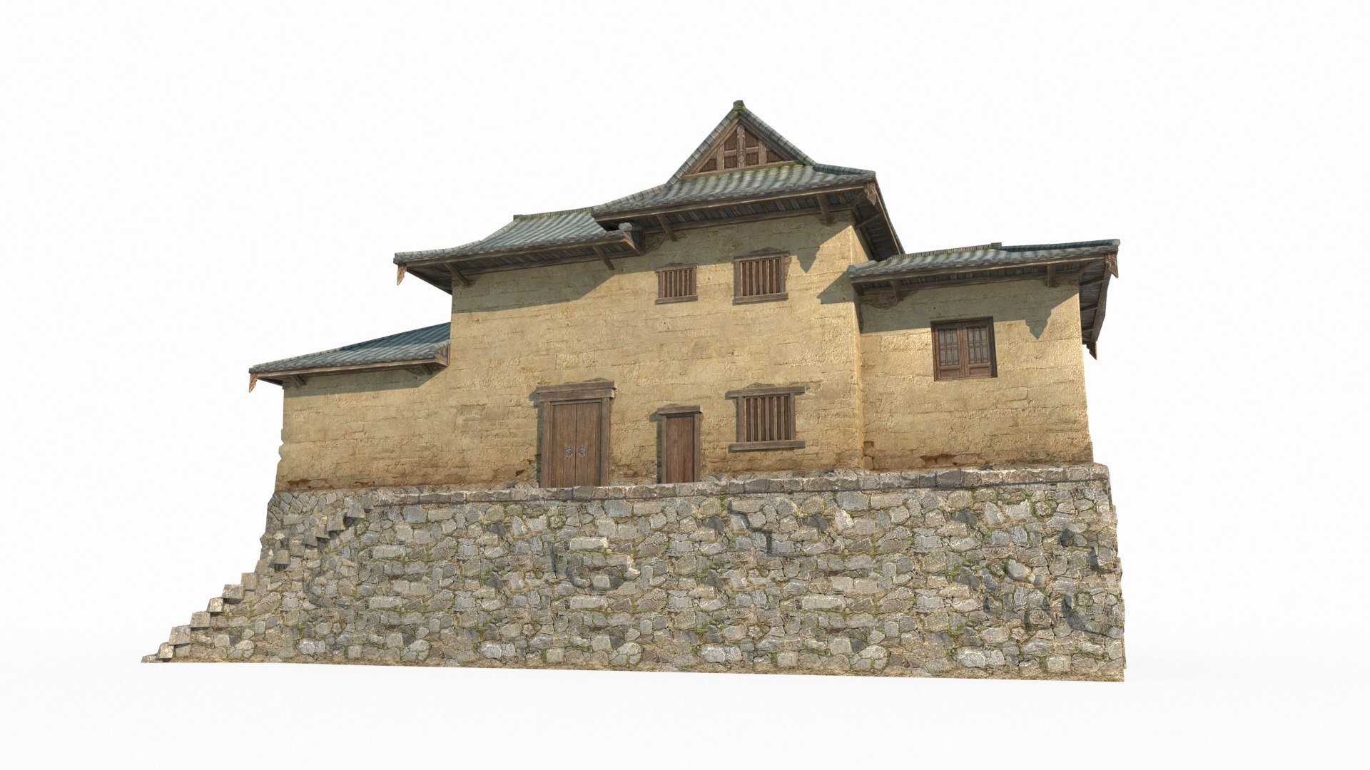 3D Rural Mud Brick Houses In Ancient Asian Architecture - TurboSquid ...
