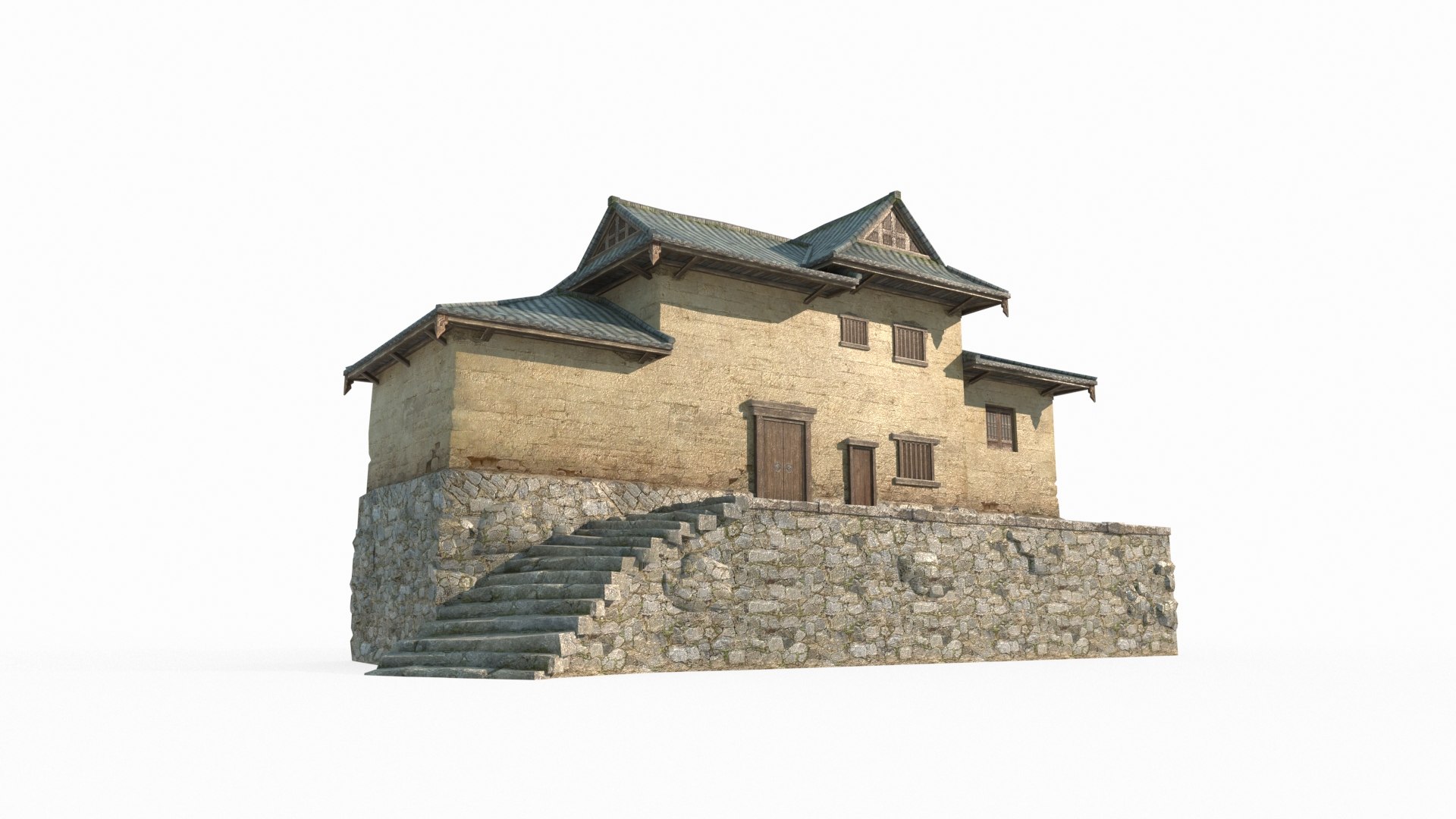 3D Rural Mud Brick Houses In Ancient Asian Architecture - TurboSquid ...