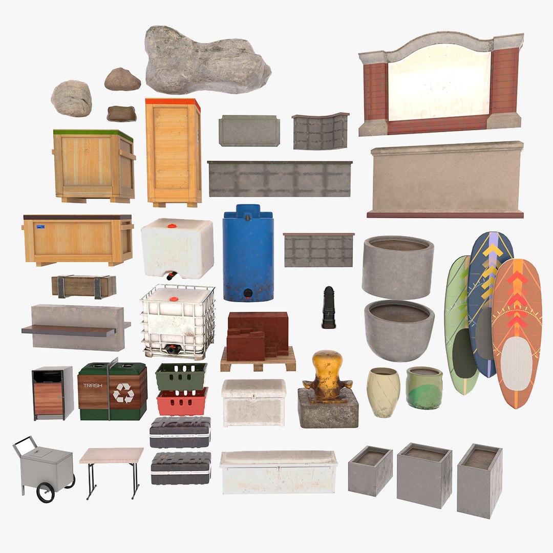 Exterior City Prop Collection - FPS Cover Props 3D - TurboSquid 2066180