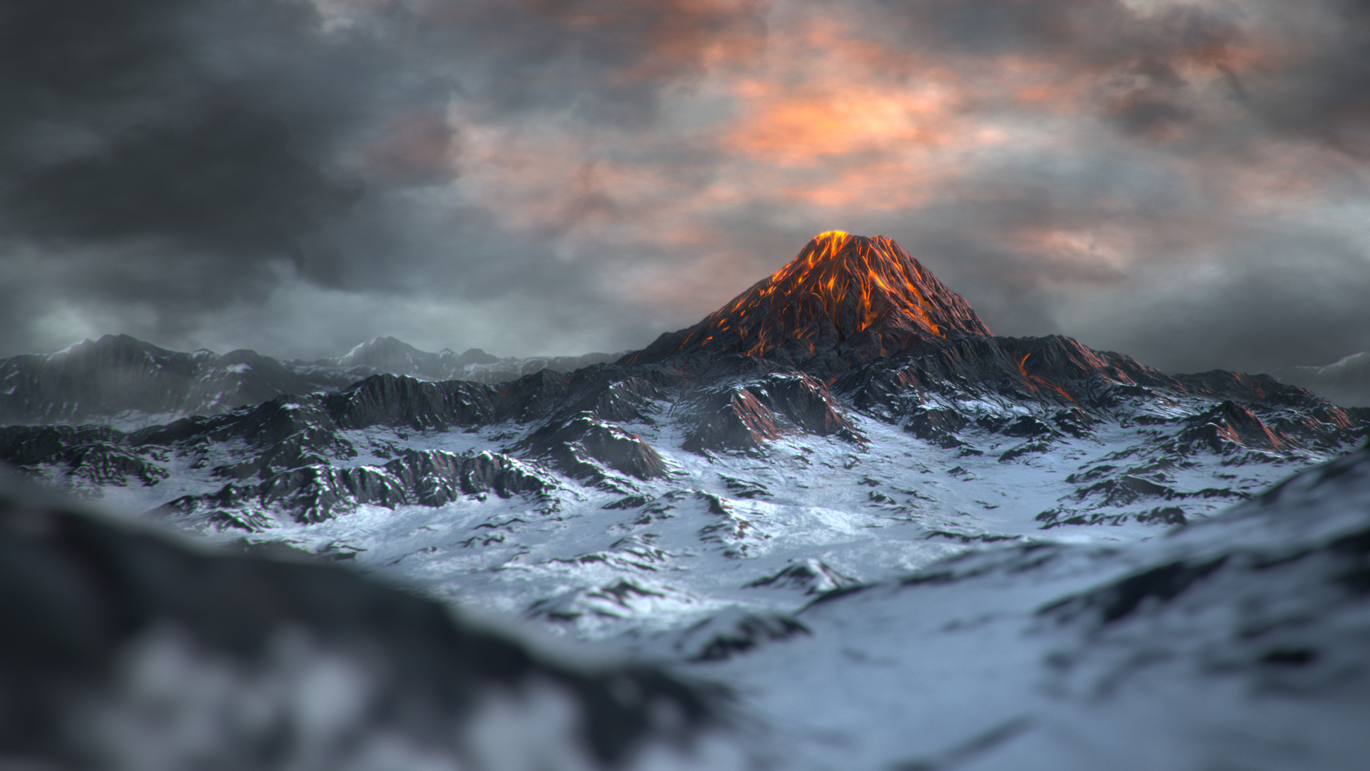 modèle 3D de Volcan avec des textures d'été et d'hiver - TurboSquid 1705389