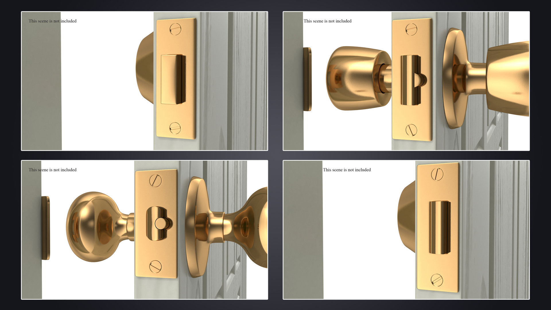 Golden DoorKnob Lock Key Latch Hinge Collection V01 3D model ...