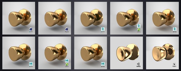 Golden DoorKnob Lock Key Latch Hinge Collection V01 3D model ...