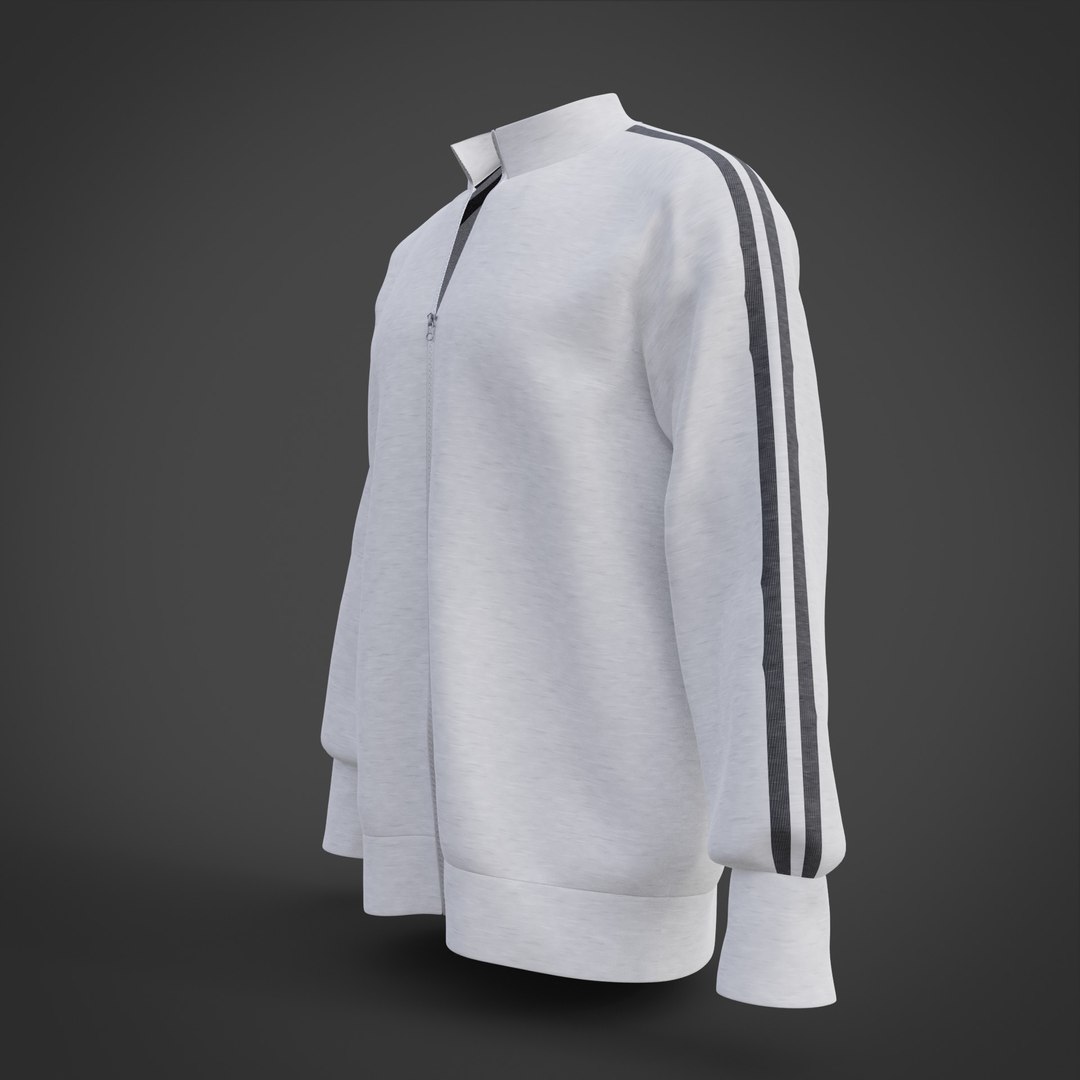 White trackshirt - male sweatshirt jacket 3D model - TurboSquid 1981298