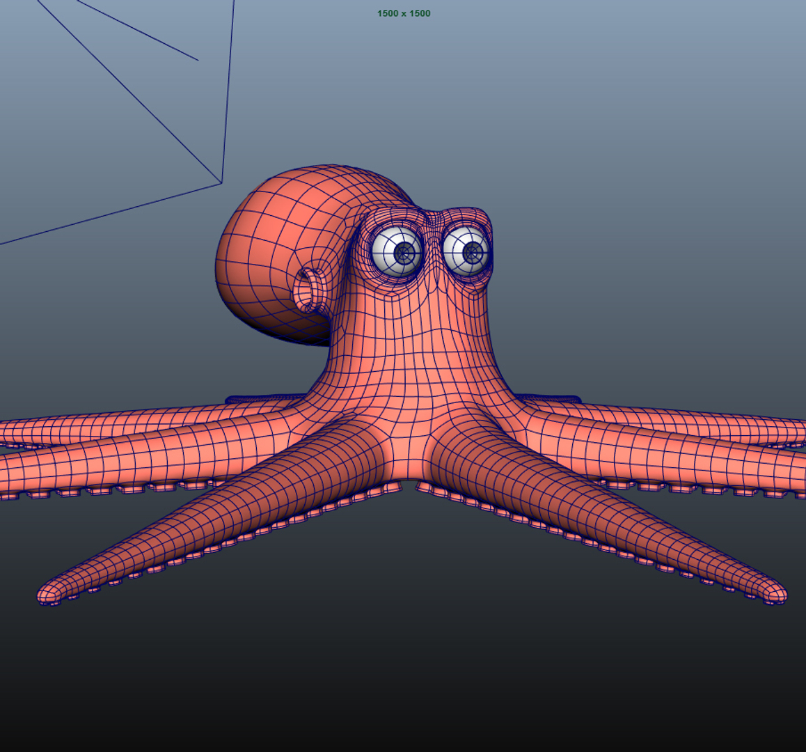 rigged cartoon octopus 3d model