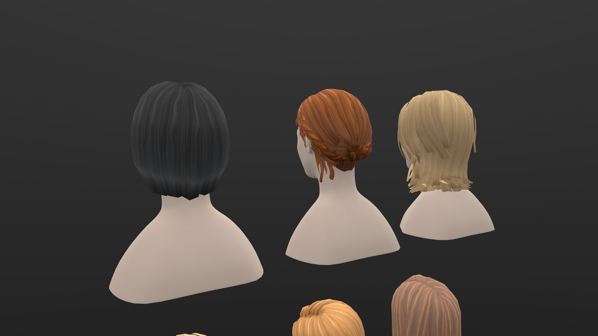 3D Female Hair AR VR PBR Lowpoly With Game Ready - TurboSquid 2064568